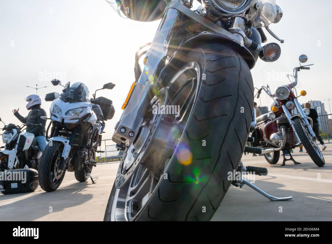 Biker Riding Motorcycle Low Angle High Resolution Stock Photography and ...