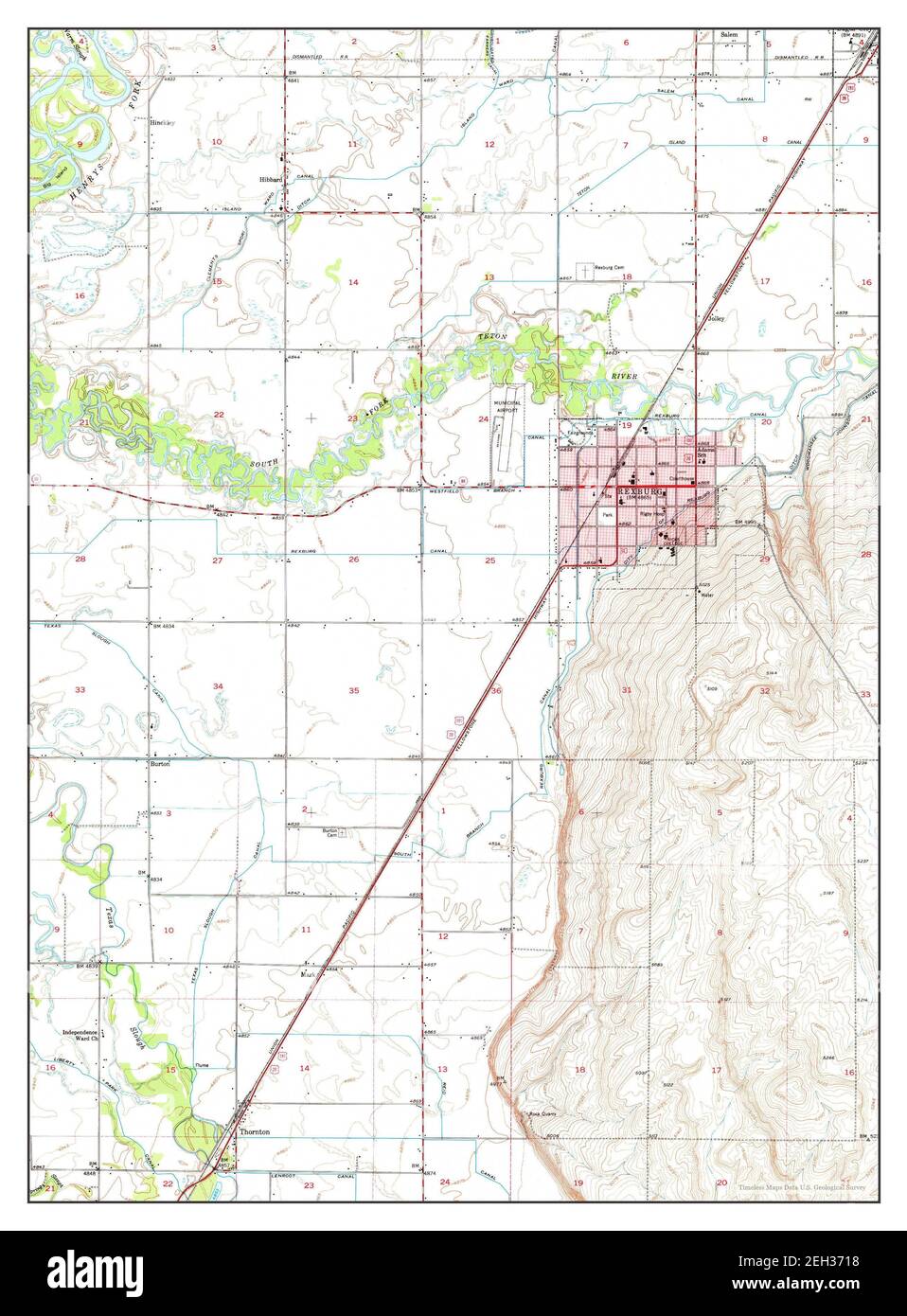 Rexburg, Idaho, map 1949, 1:24000, United States of America by Timeless ...