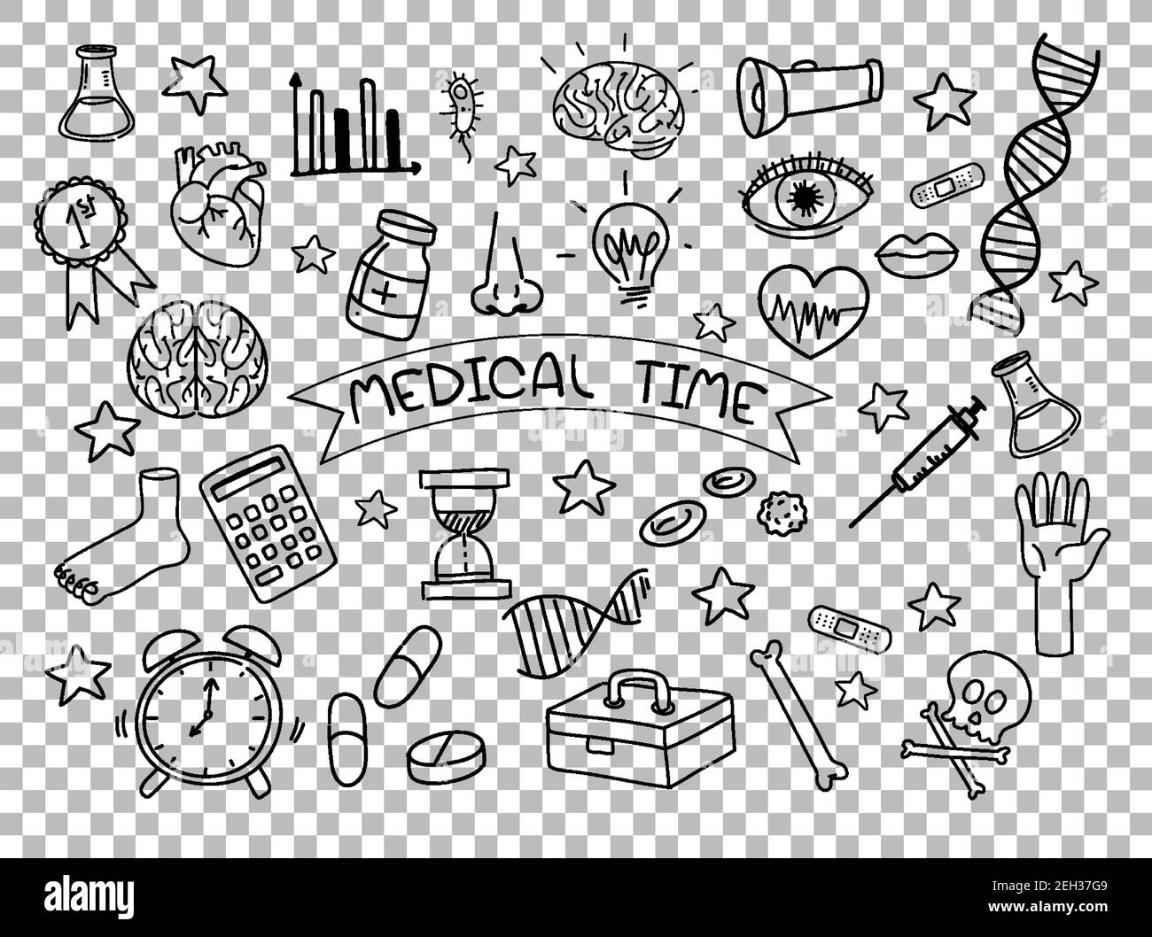 Medical element in doodle or sketch style isolated on transparent ...