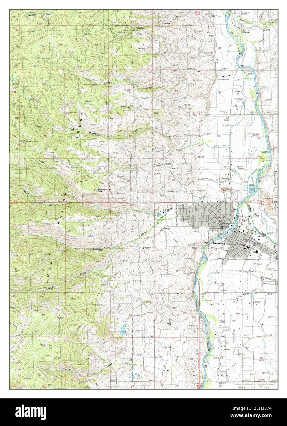 Salmon, Idaho, map 1989, 1:24000, United States of America by Timeless ...