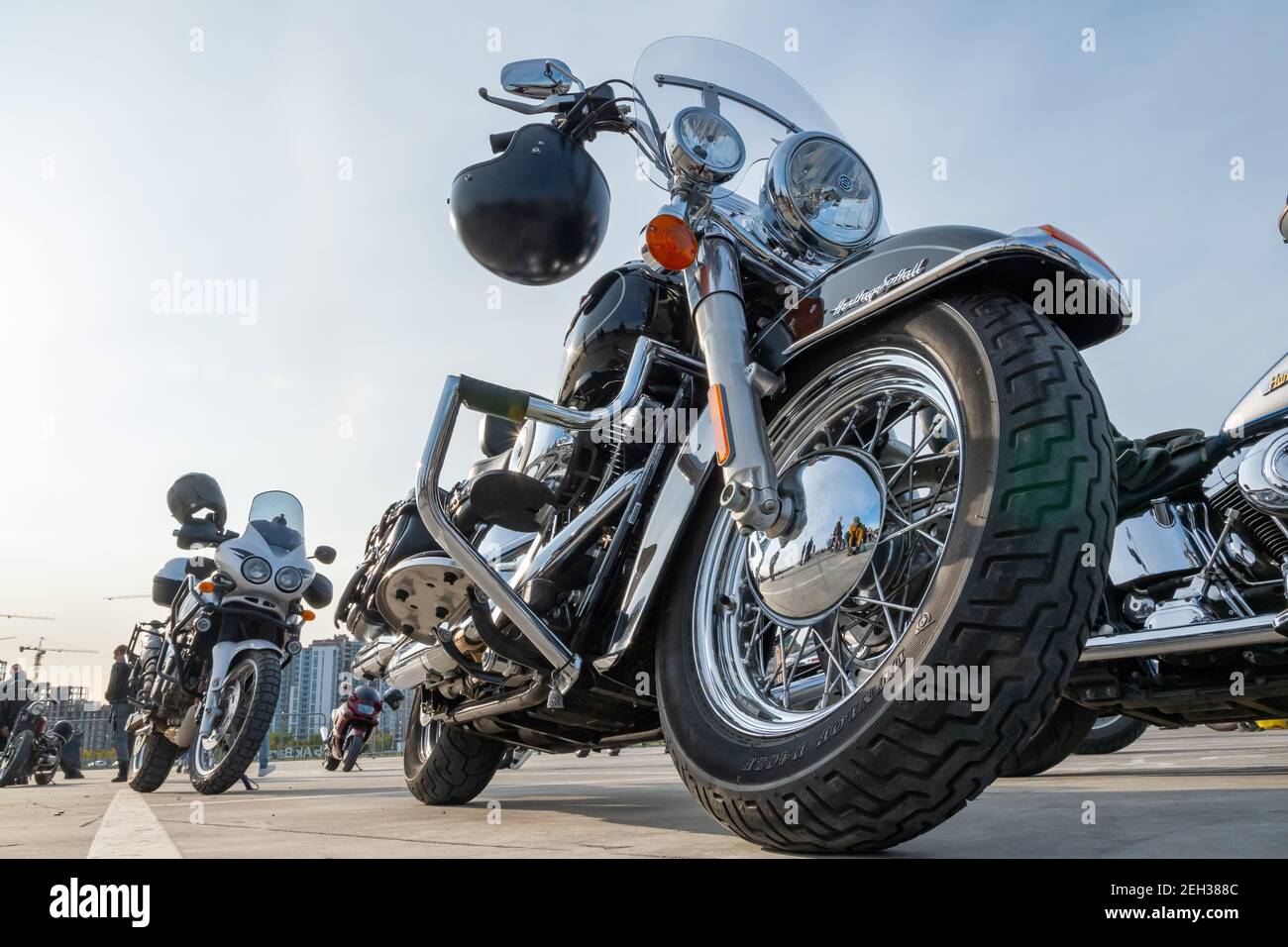 Biker riding motorcycle low angle hi-res stock photography and images ...