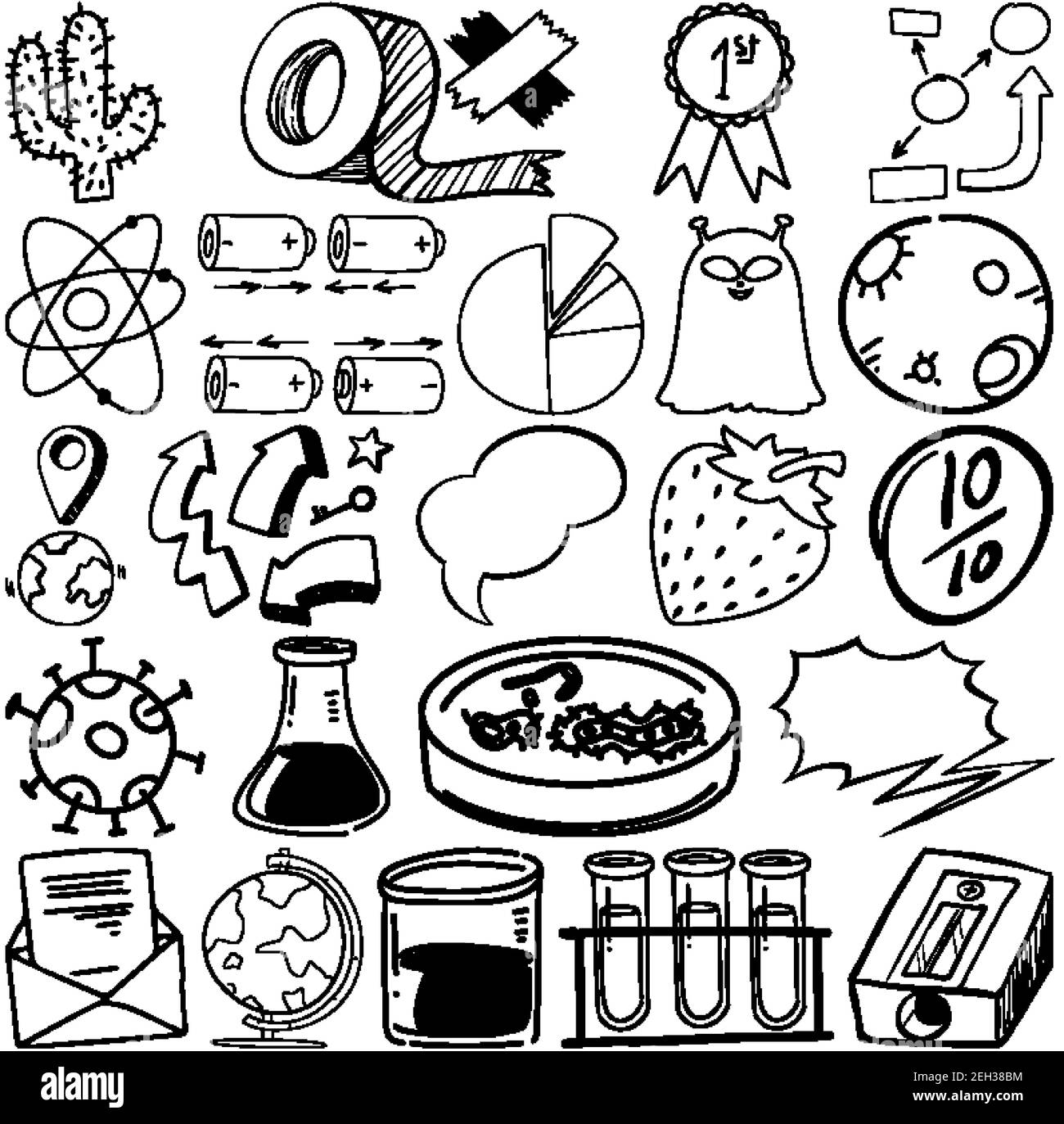 Set of item and symbol hand drawn doodle illustration Stock Vector ...