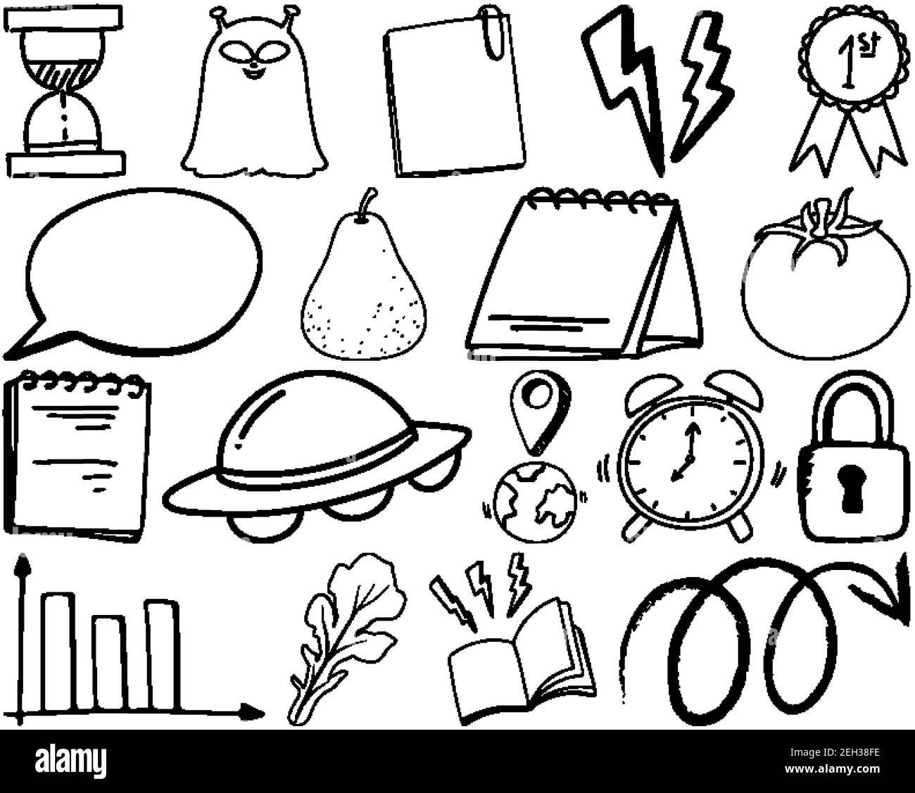 Set of item and symbol hand drawn doodle illustration Stock Vector ...
