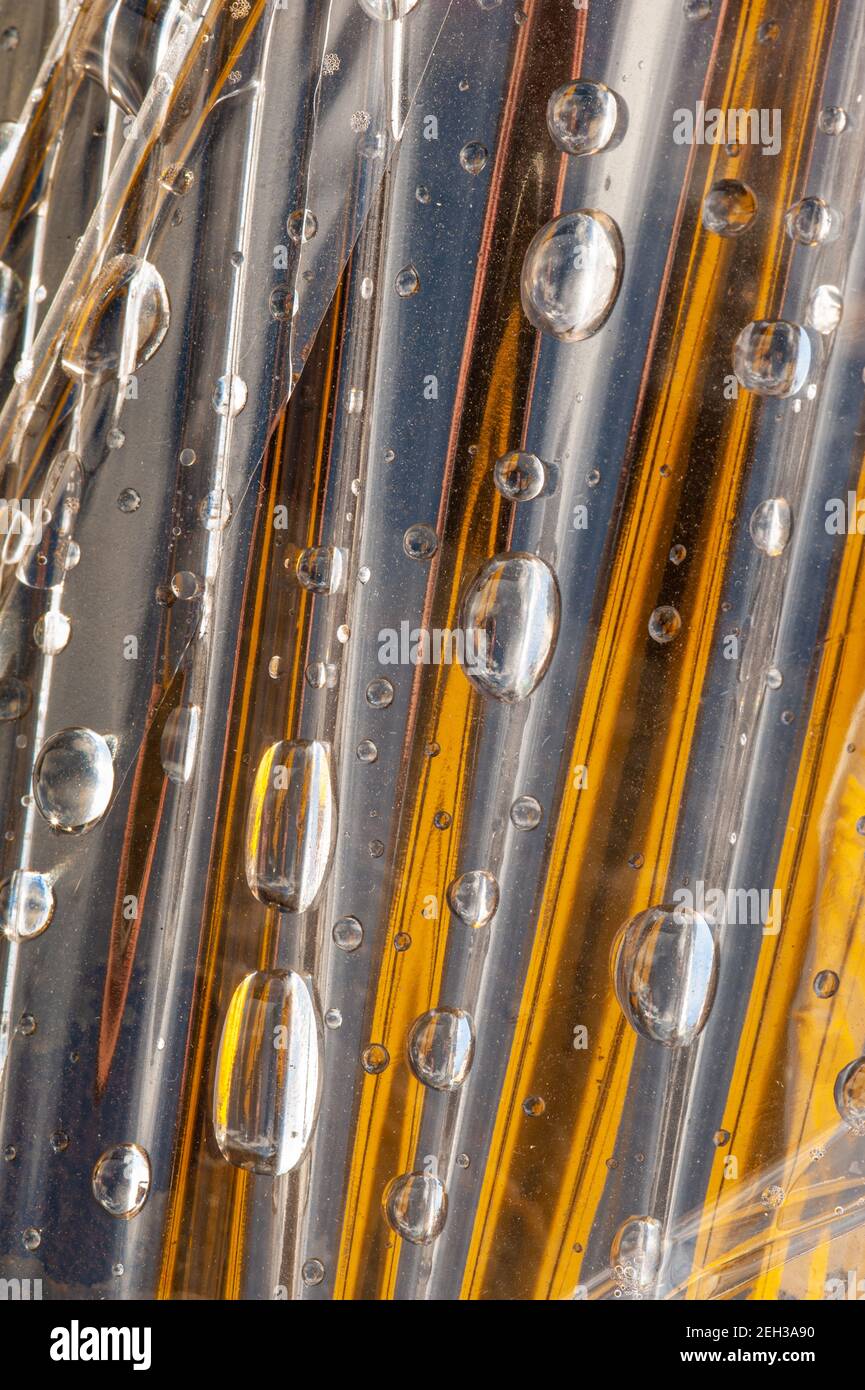 Water drops behind plastic wrap Stock Photo - Alamy
