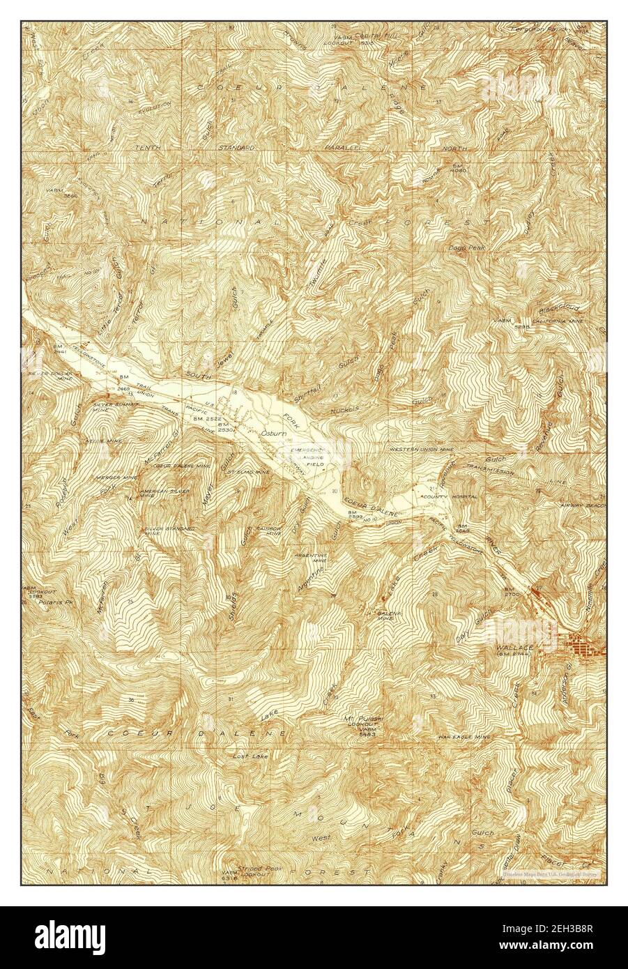Wallace And Vicinity, Idaho, map 1937, 1:24000, United States of ...