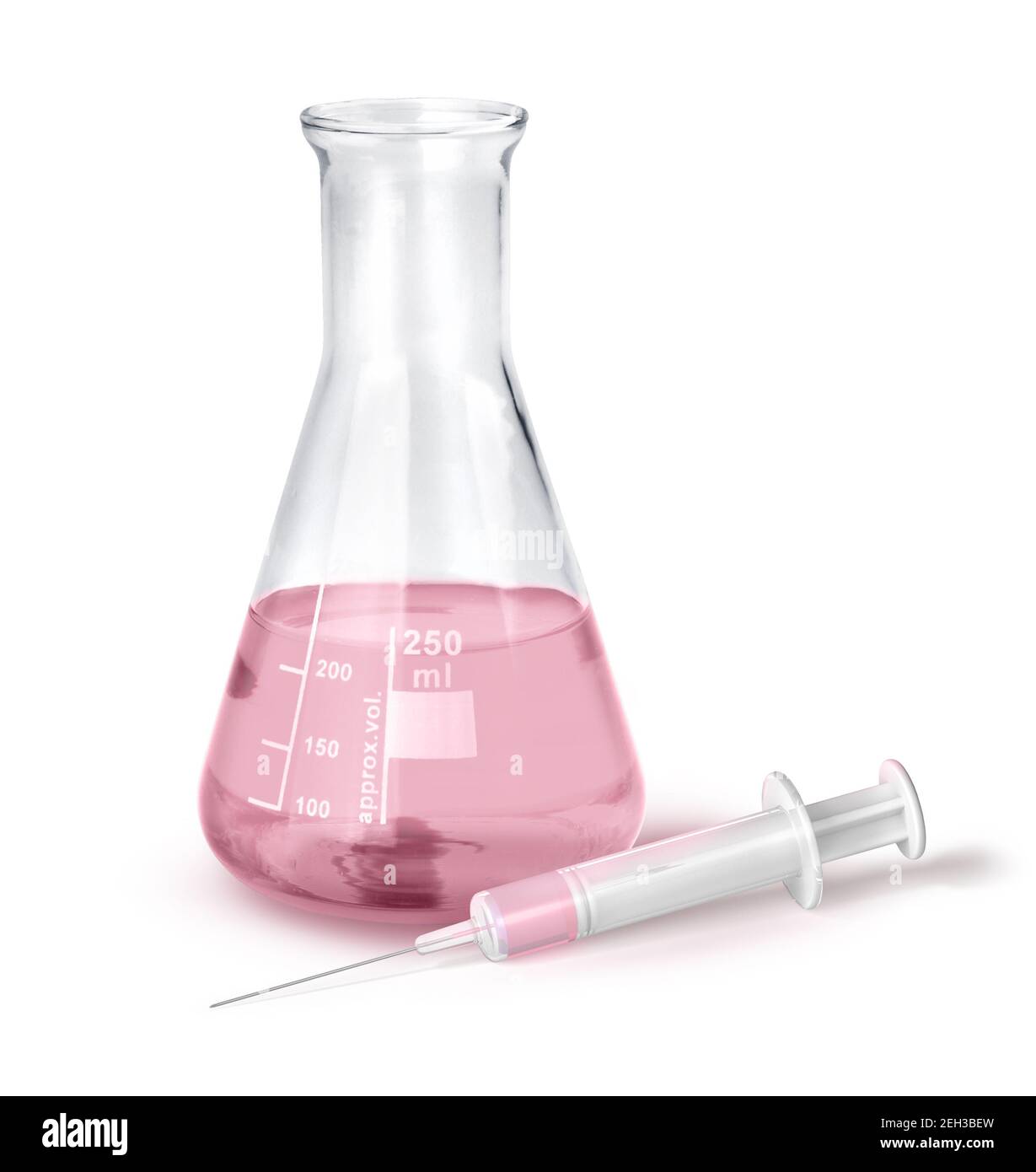 Laboratory glass beaker and syringe for vaccination antidote agains ...