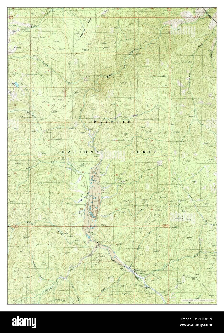 Warren, Idaho, map 1989, 1:24000, United States of America by Timeless ...