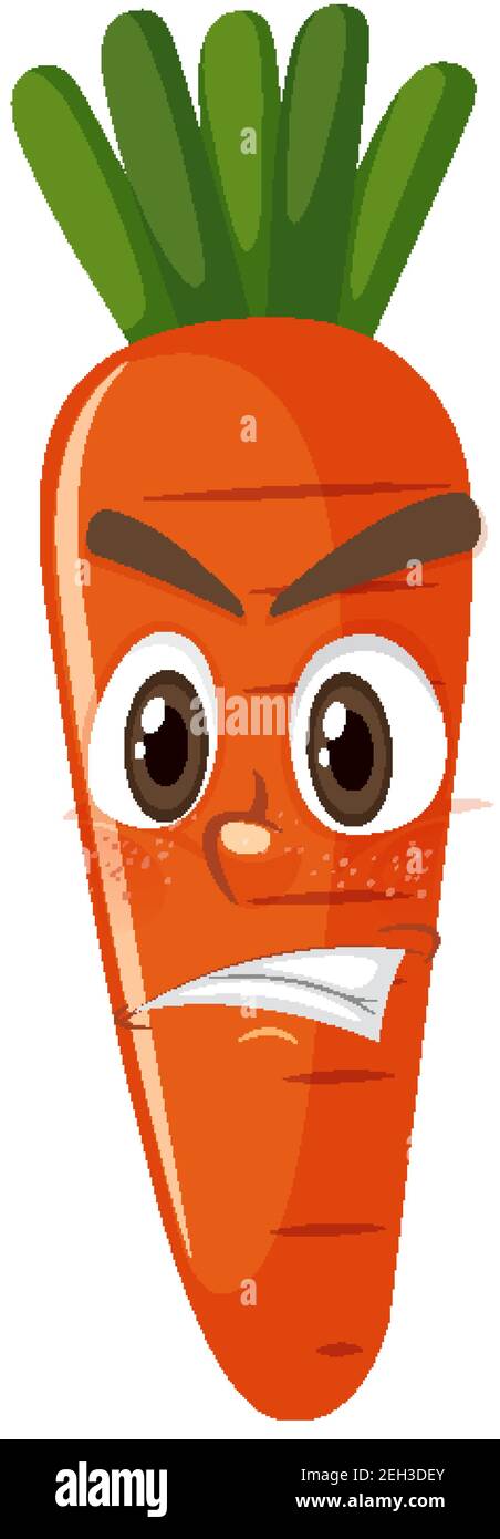 Carrot cartoon character with facial expression illustration Stock ...
