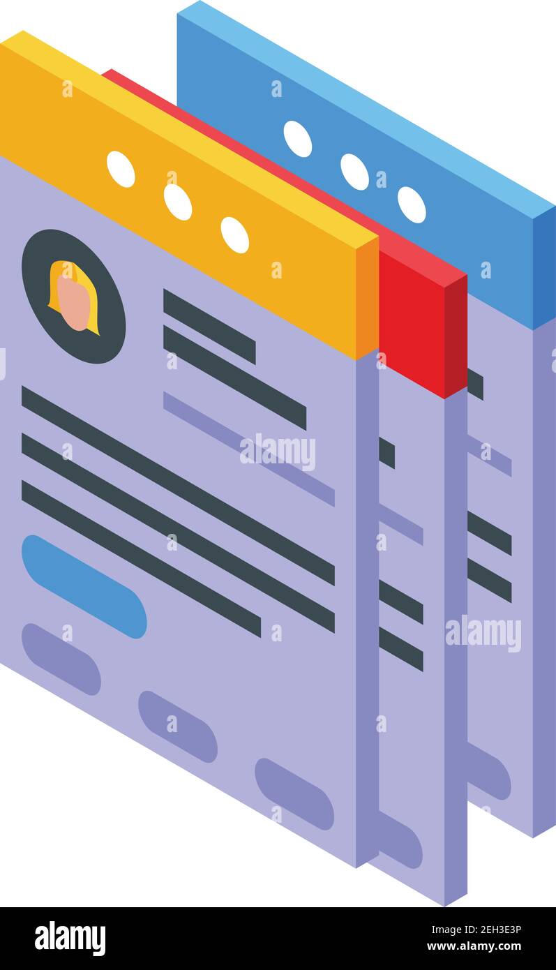 Customer database notification icon. Isometric of customer database ...