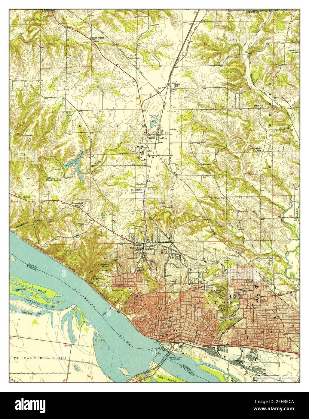 Alton, Illinois, map 1950, 1:24000, United States of America by ...
