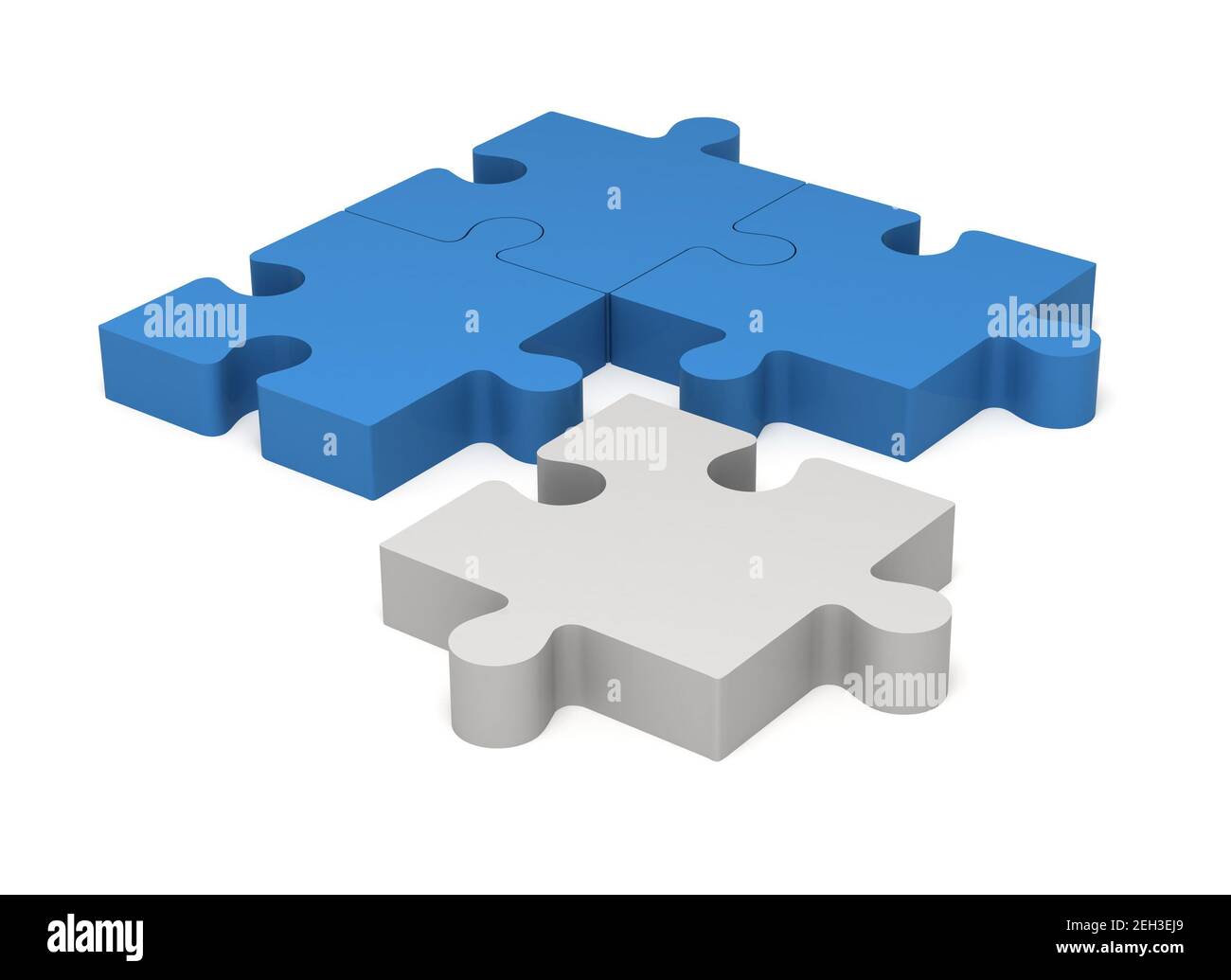 3D color blue and white puzzle pieces isolated on white background ...