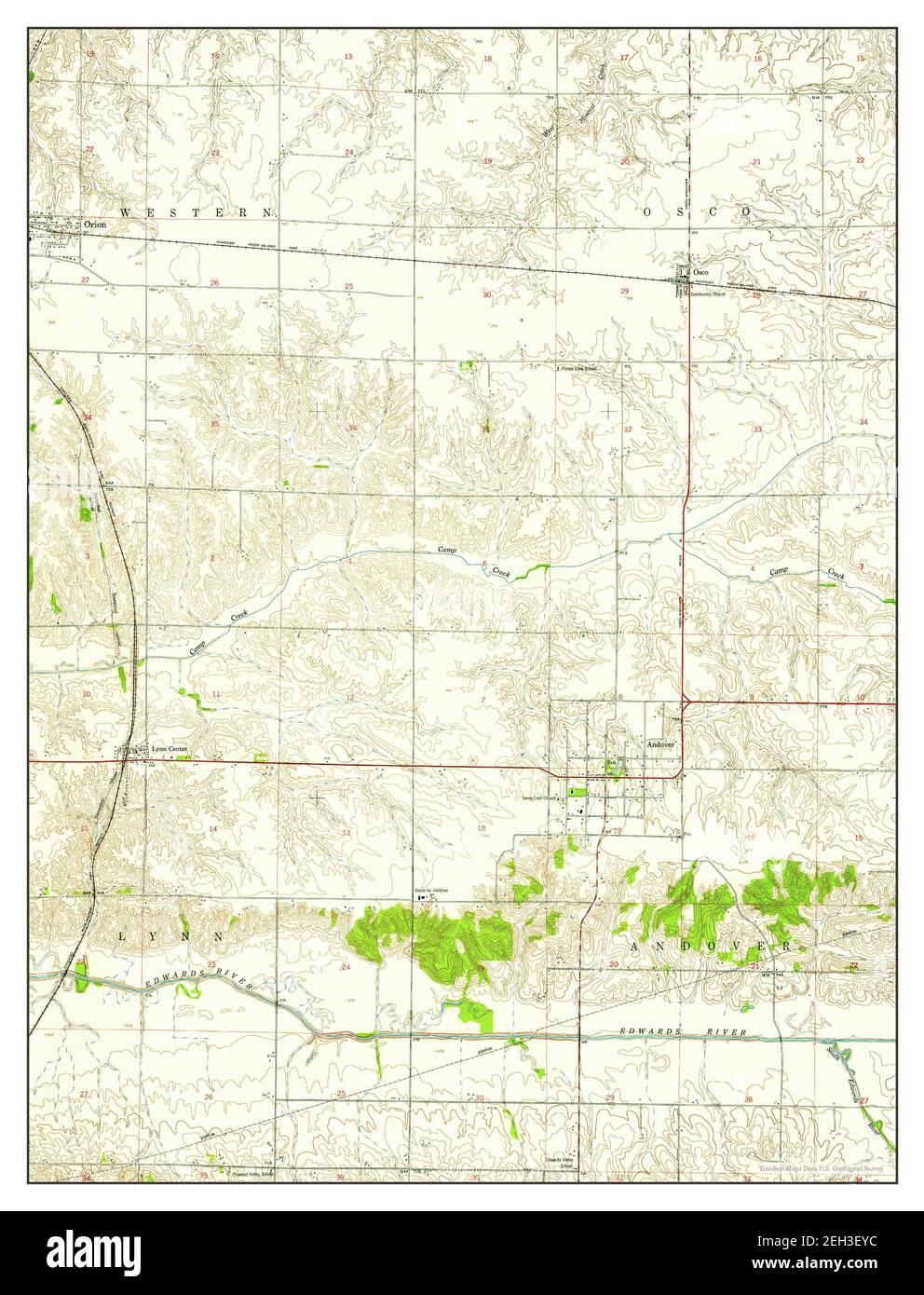 Andover, Illinois, map 1953, 1:24000, United States of America by ...