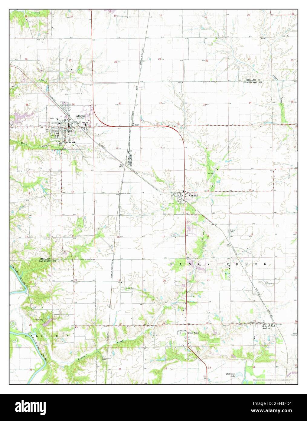 Athens, Illinois, map 1966, 1:24000, United States of America by ...