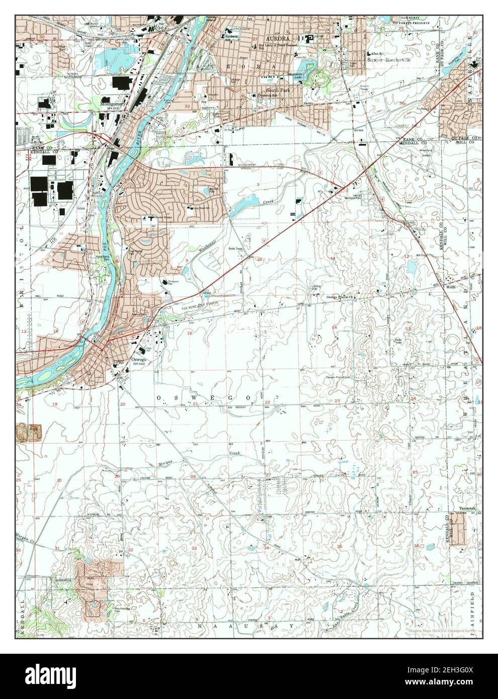 Aurora South, Illinois, map 1993, 1:24000, United States of America by ...