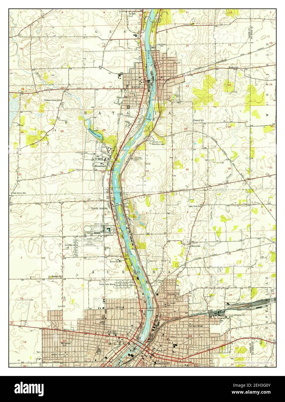 Aurora North, Illinois, map 1950, 1:24000, United States of America by ...