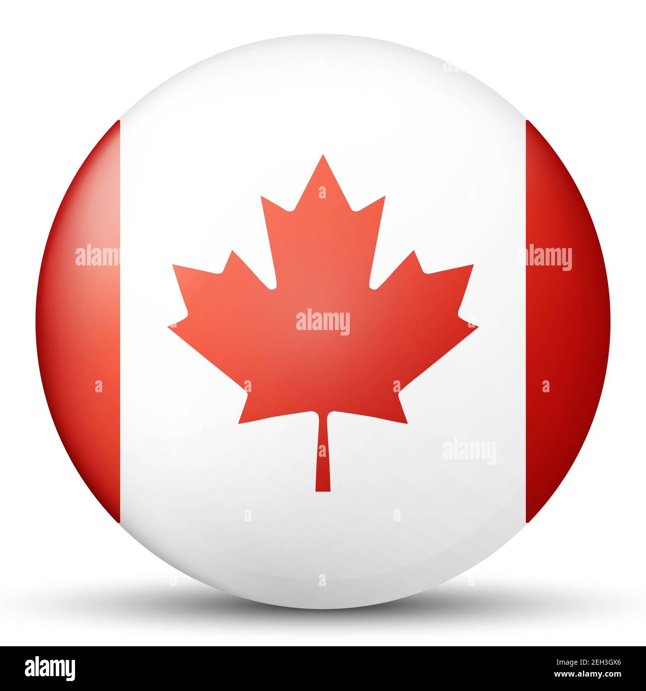 Glass light ball with flag of Canada. Round sphere, template icon ...