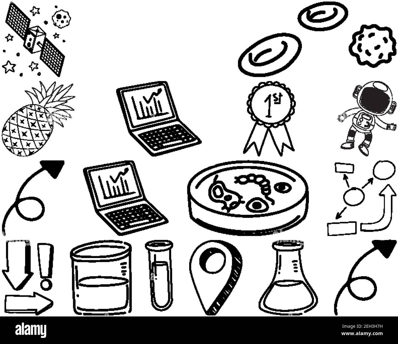 Set of item and symbol hand drawn doodle illustration Stock Vector ...