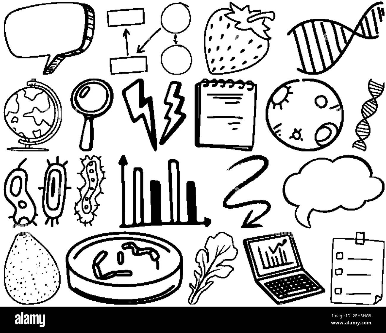 Set of item and symbol hand drawn doodle illustration Stock Vector ...