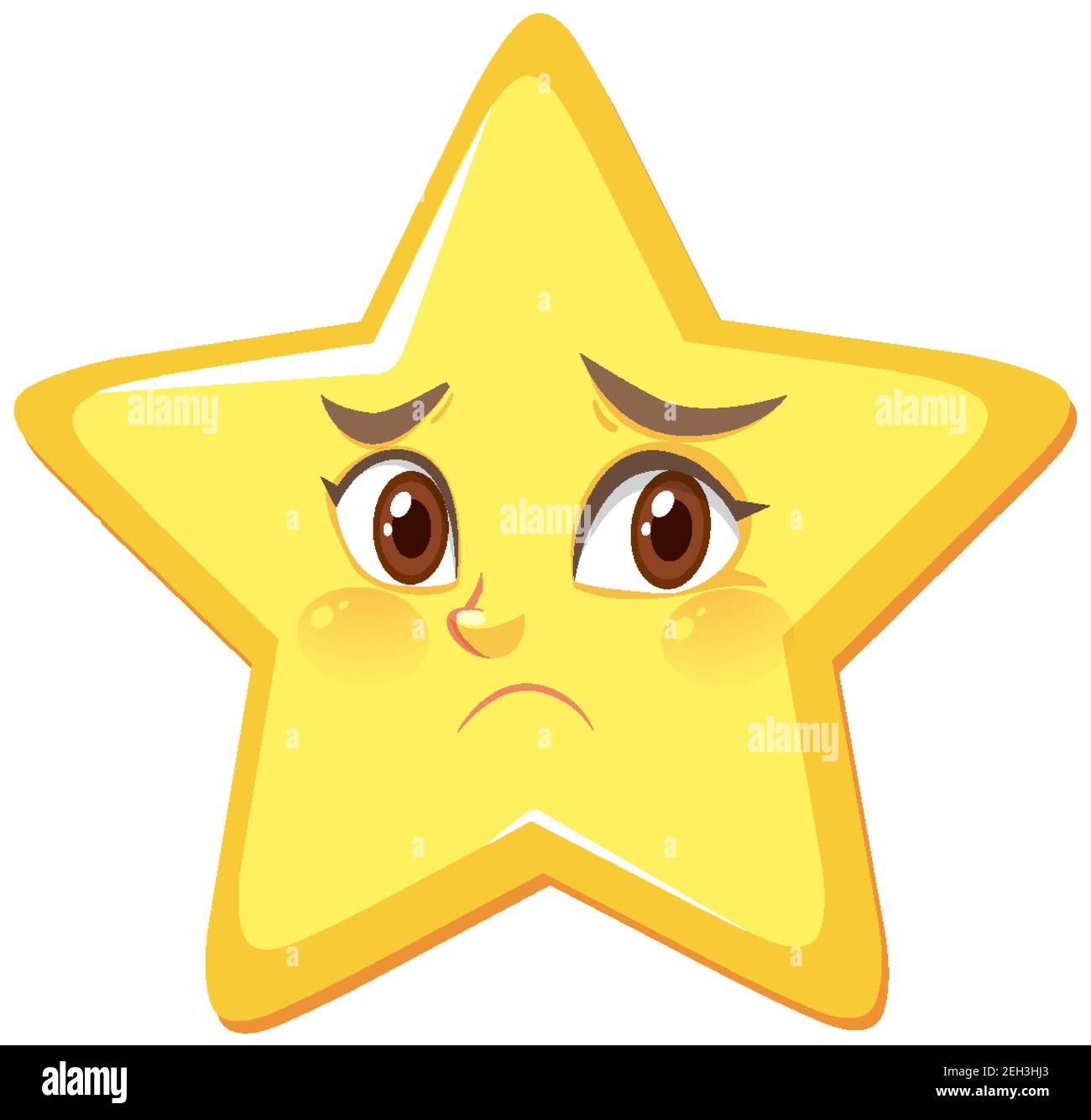 Star cartoon character with disappointed face expression on white ...
