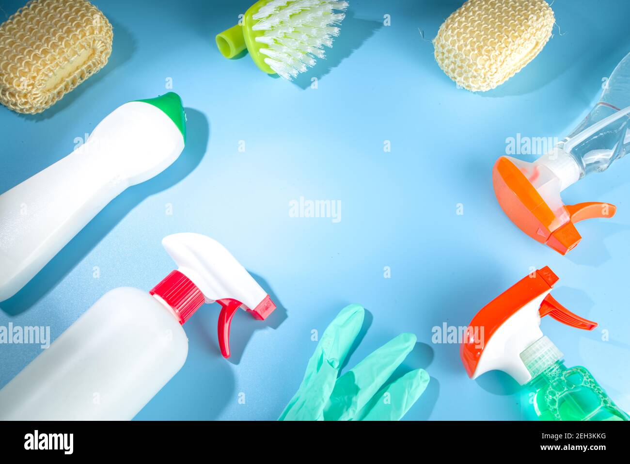 Spring cleaning creative background. Spring cleaning tools, utensils ...