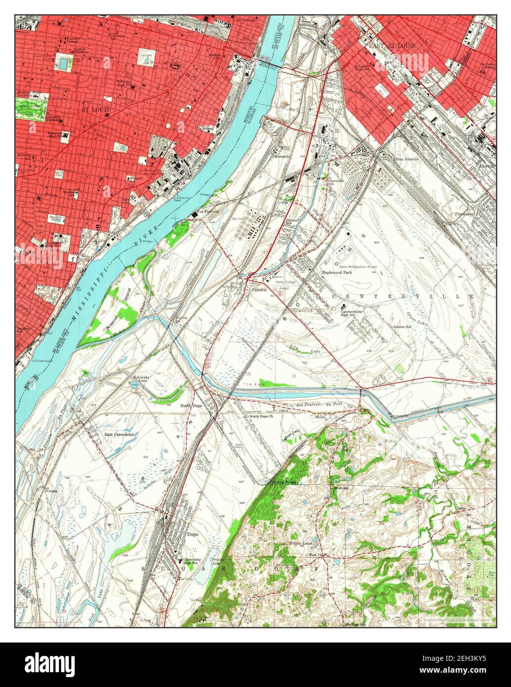 Cahokia, Illinois, map 1954, 1:24000, United States of America by ...