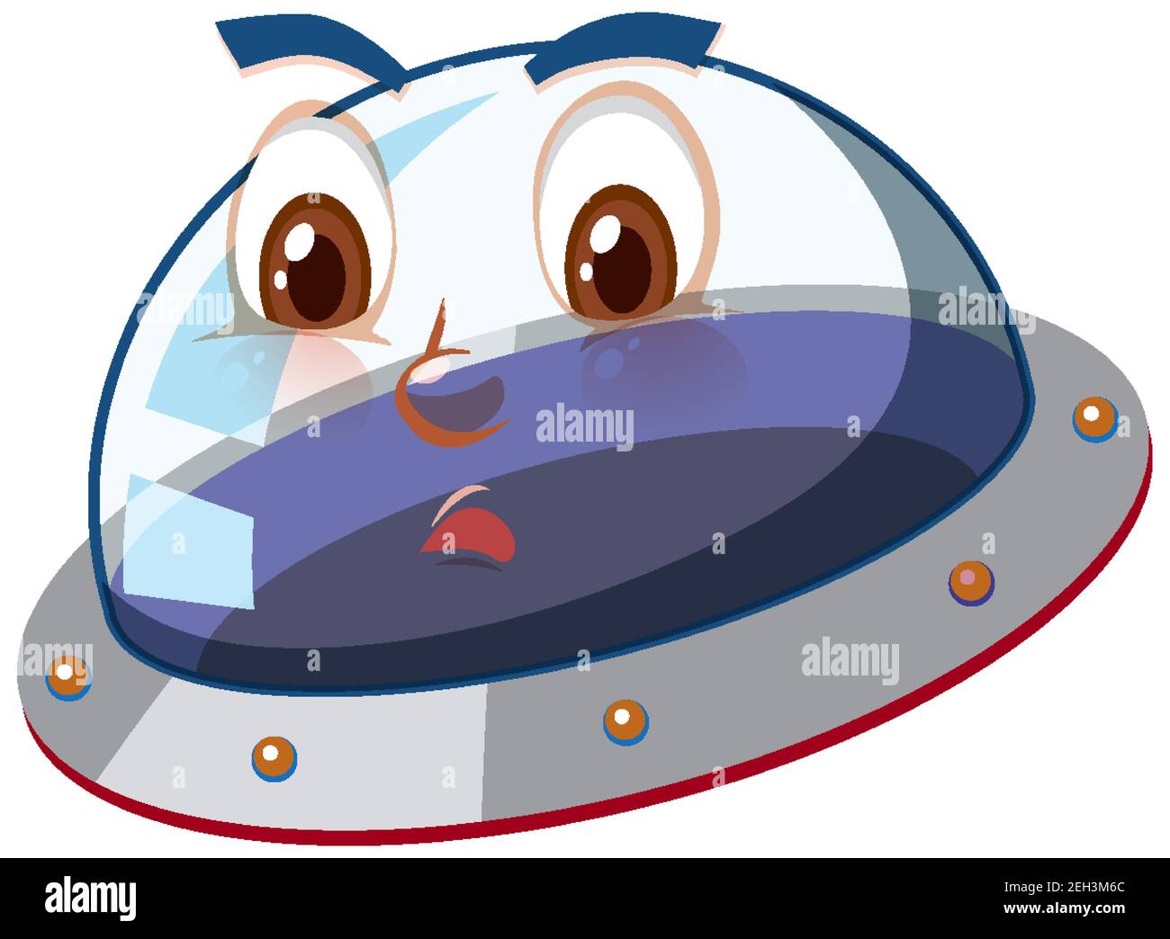 Ufo with face expression on white background illustration Stock Vector ...