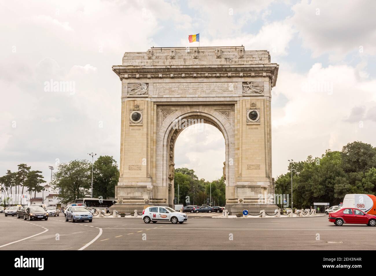 Triumphal arch marking independence in the centre of Bucharest, Romania ...