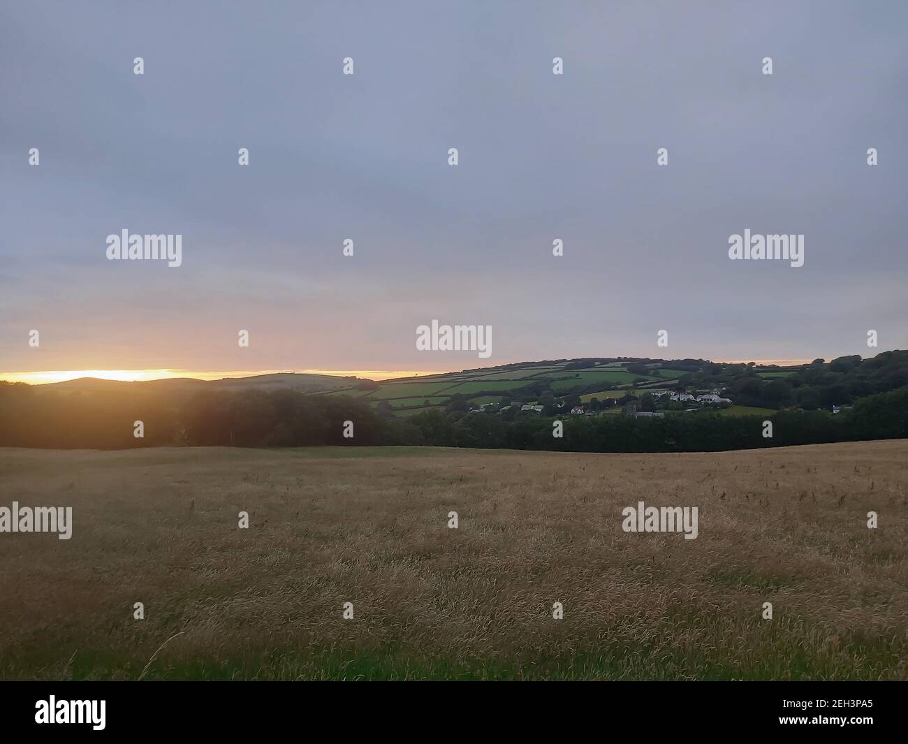 Views over Exmoor at sunset Stock Photo - Alamy