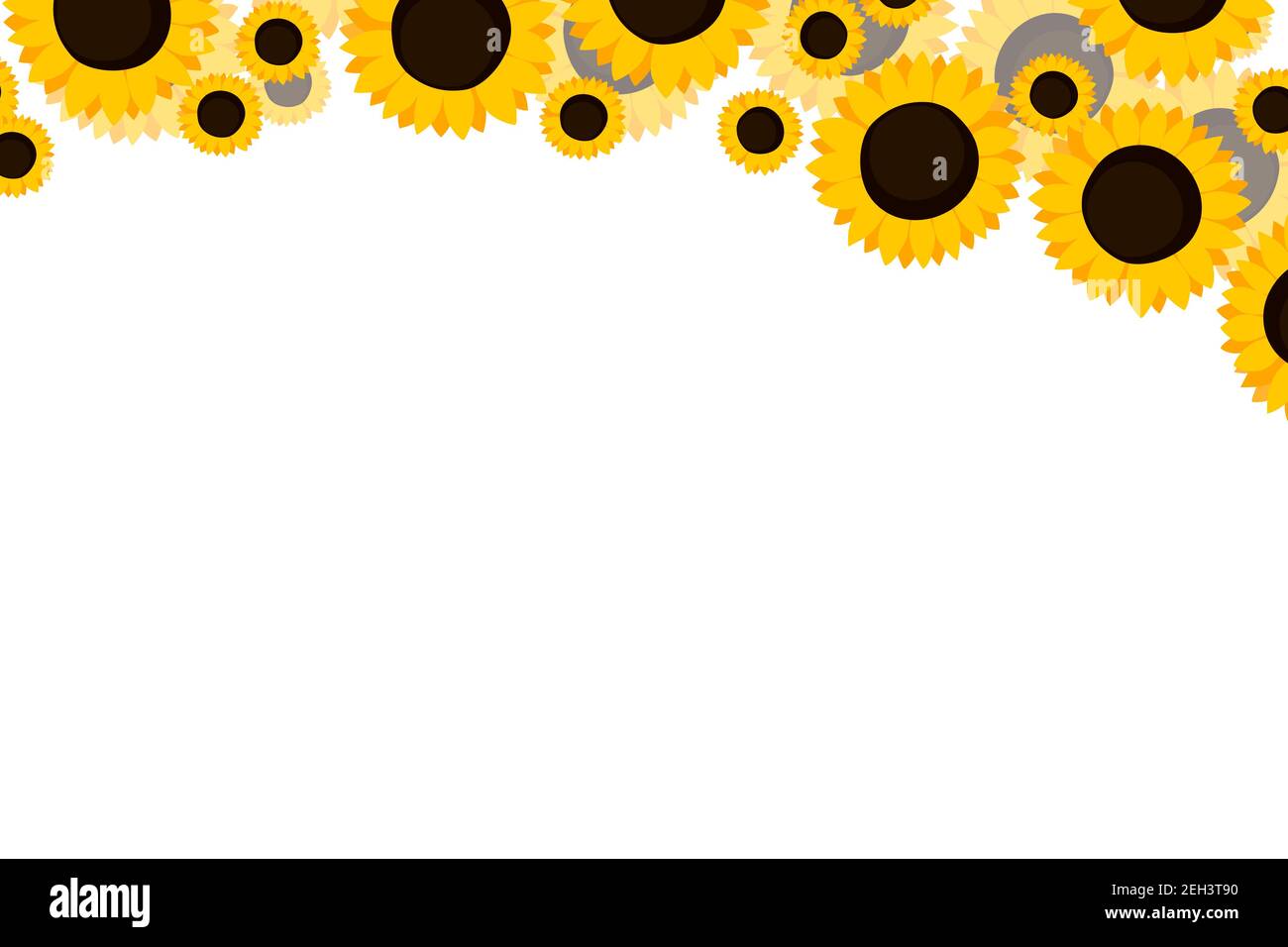 Floral frame with orange sunflowers on white background. Ornate border ...