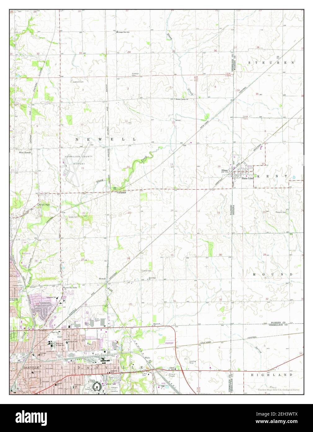 Danville NE, Illinois, map 1966, 1:24000, United States of America by ...