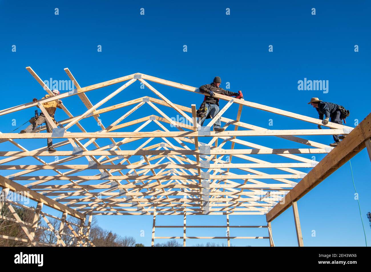 Pole Barn construction on farm in Harford County Maryland Stock Photo ...