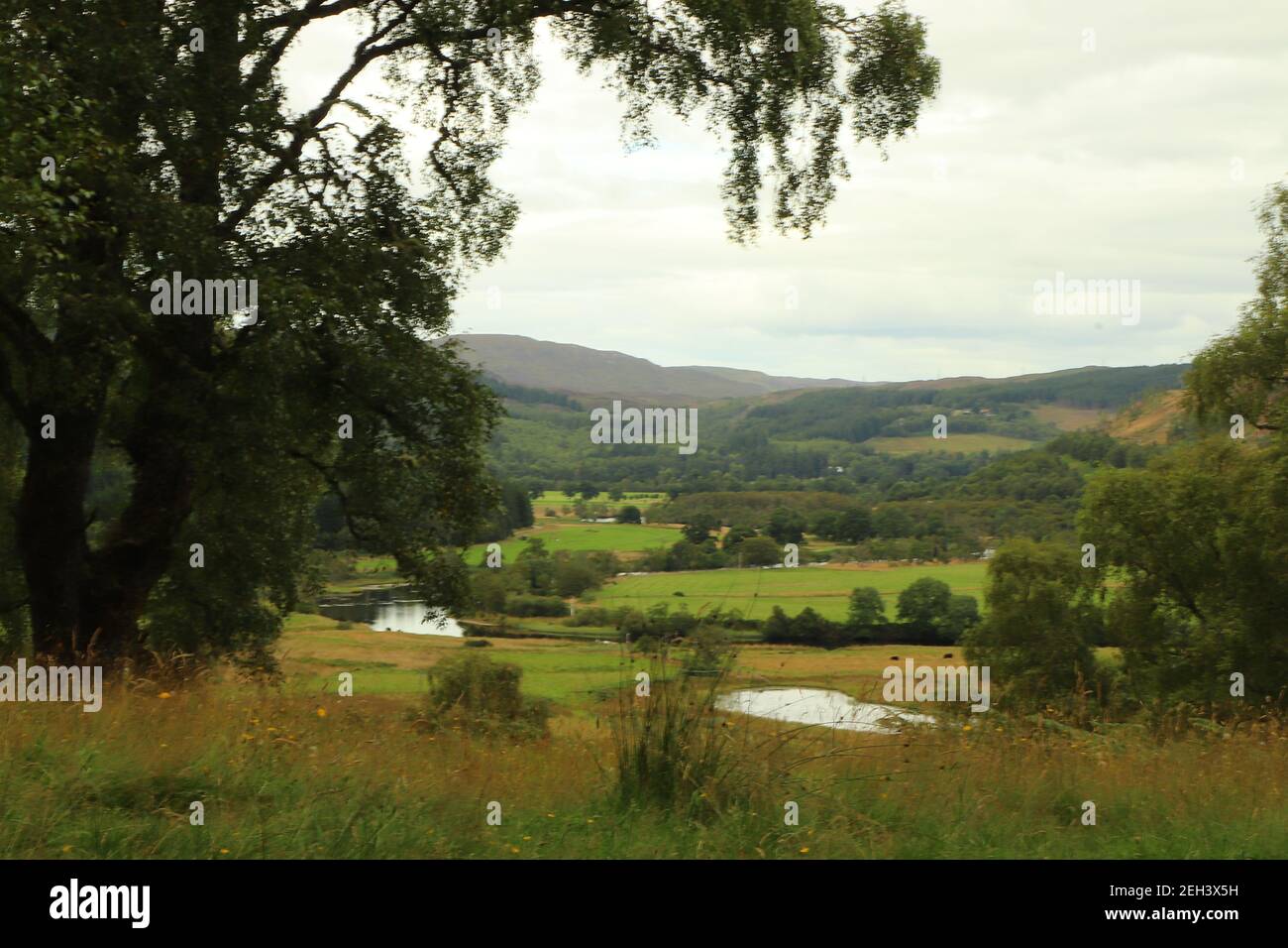 A view down from the hills of Scotland to the glens, rivers and lochs ...