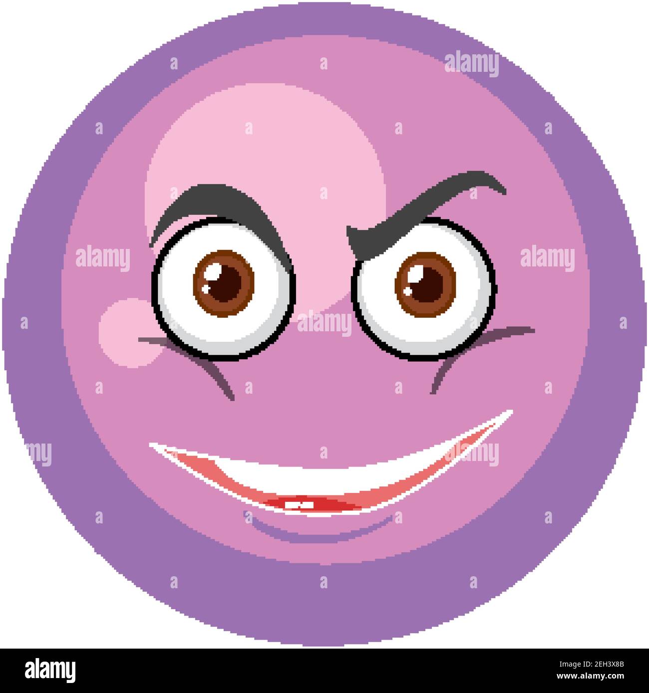 Sphere cartoon character with face expression on white background ...
