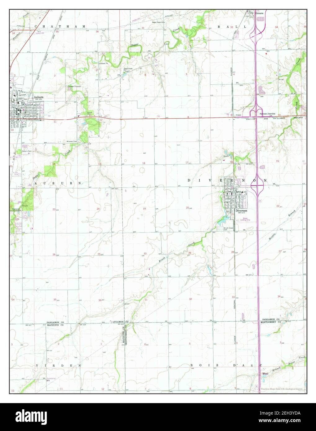 Divernon, Illinois, map 1965, 1:24000, United States of America by ...