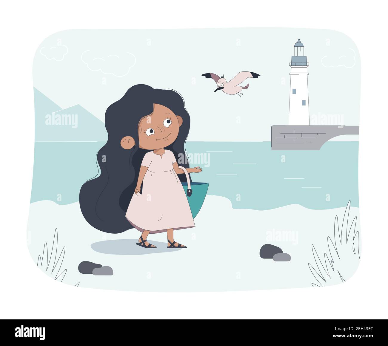 Attractive woman beach Stock Vector Images - Alamy