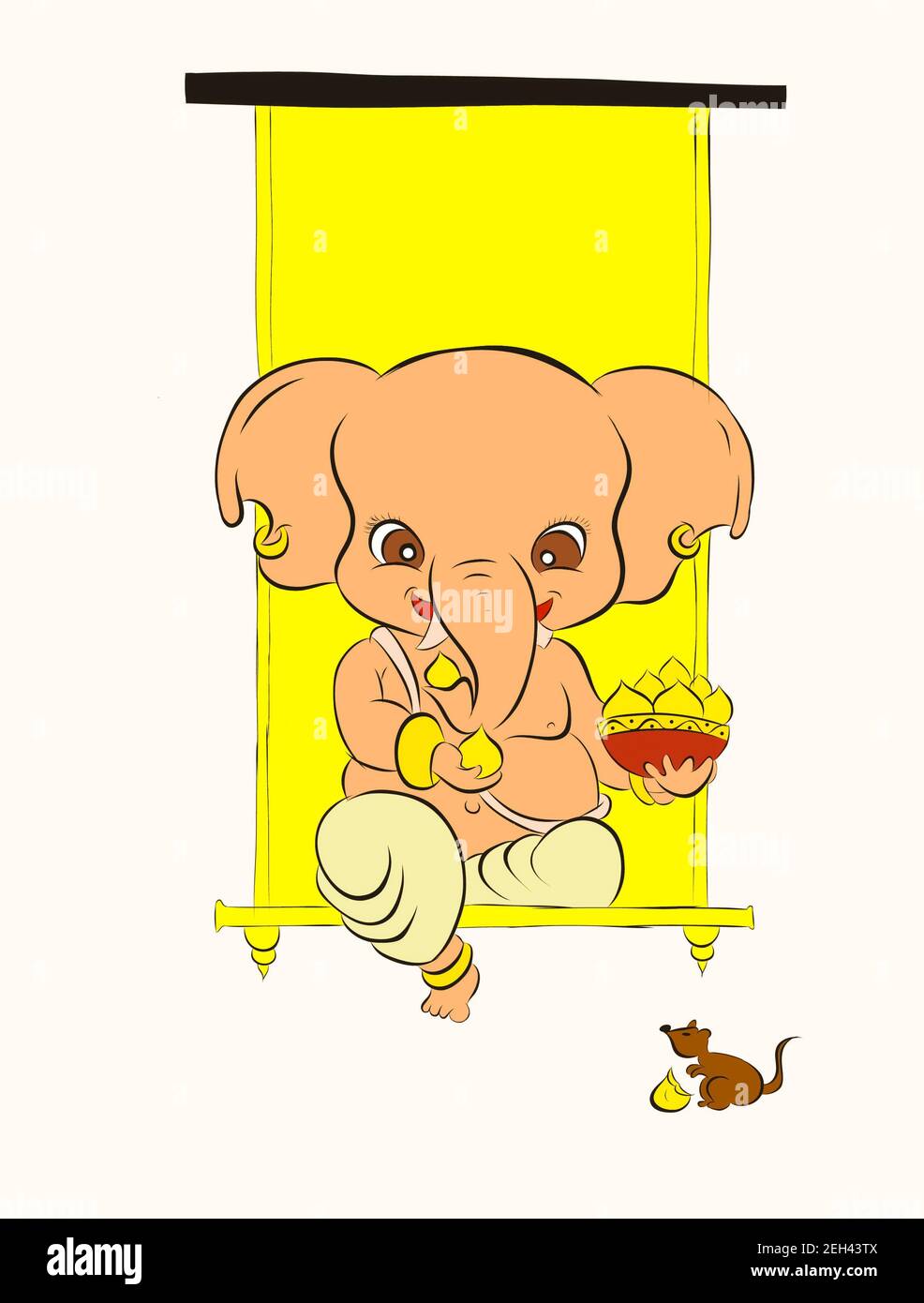 Illustration of the lord ganesha eating laddu isolated on a white ...