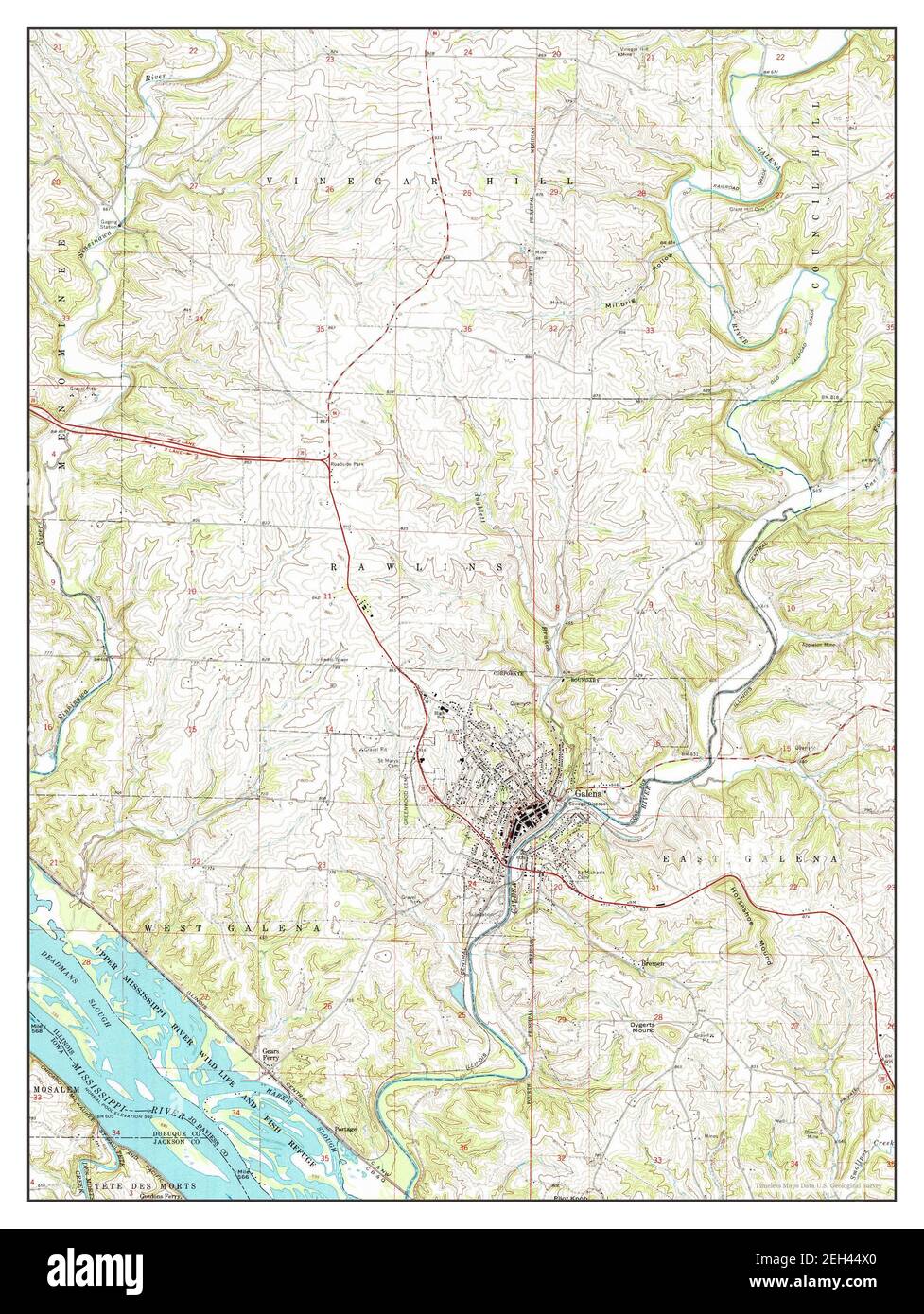 Galena, Illinois, map 1968, 1:24000, United States of America by ...