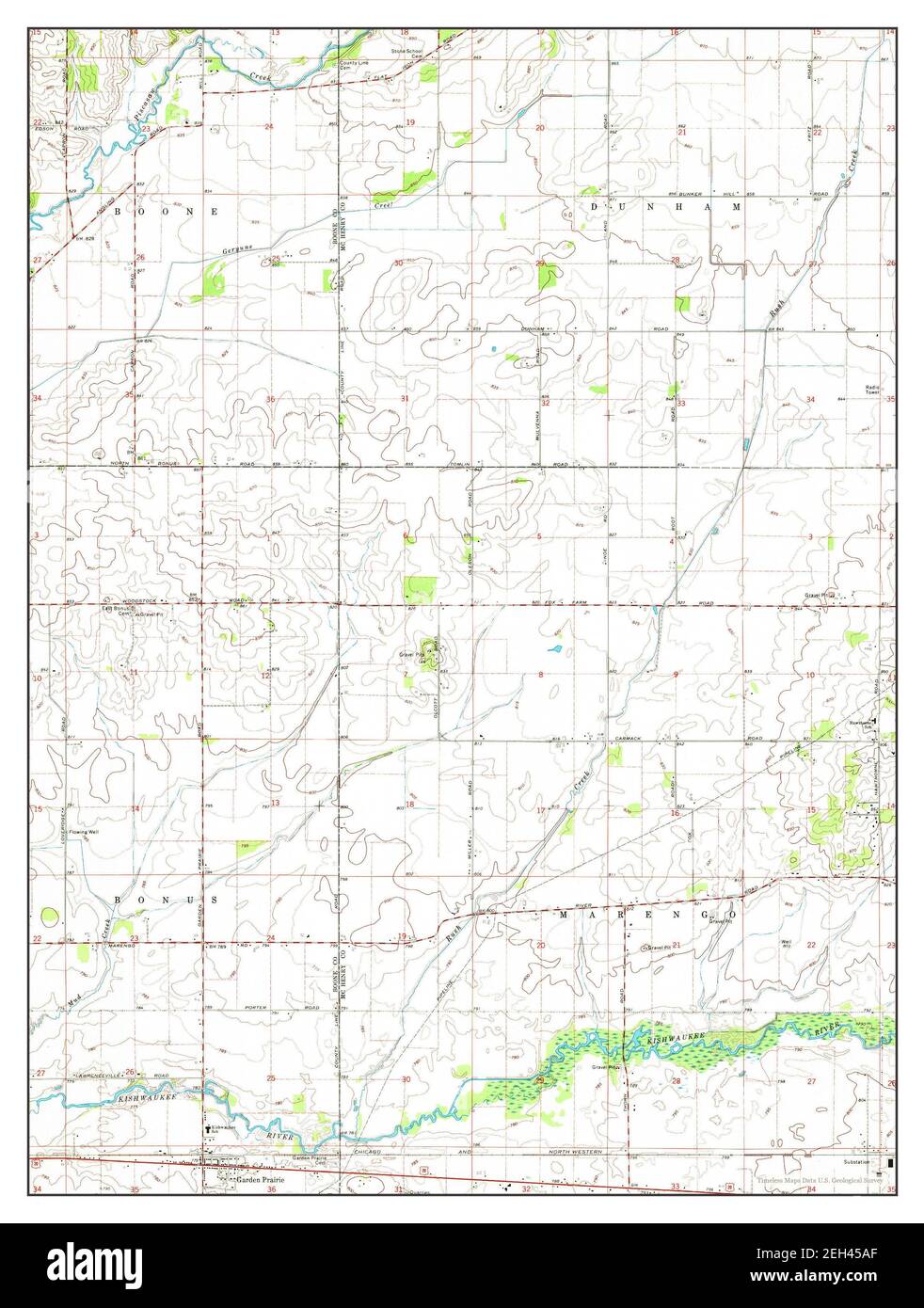 Garden Prairie, Illinois, map 1970, 1:24000, United States of America ...