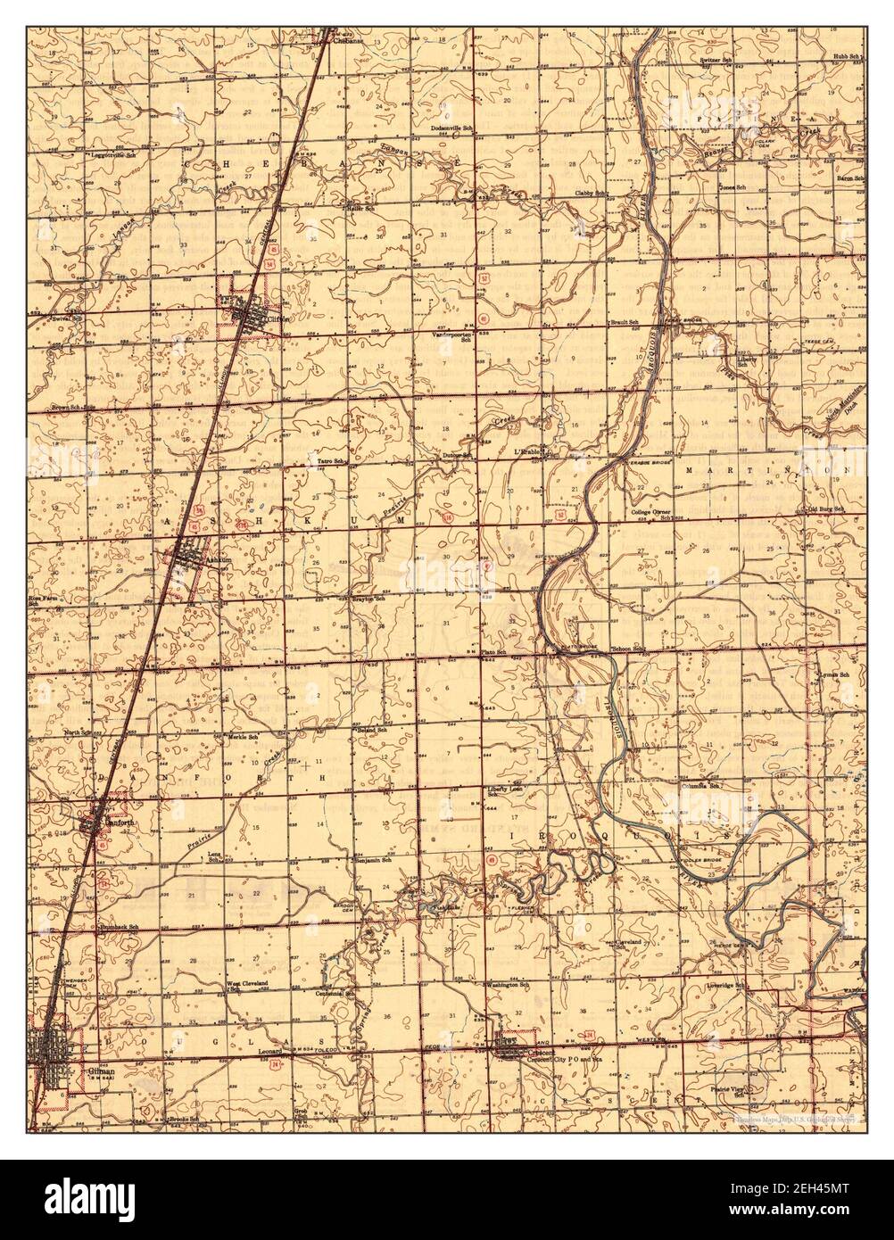 Gilman, Illinois, map 1946, 1:62500, United States of America by ...