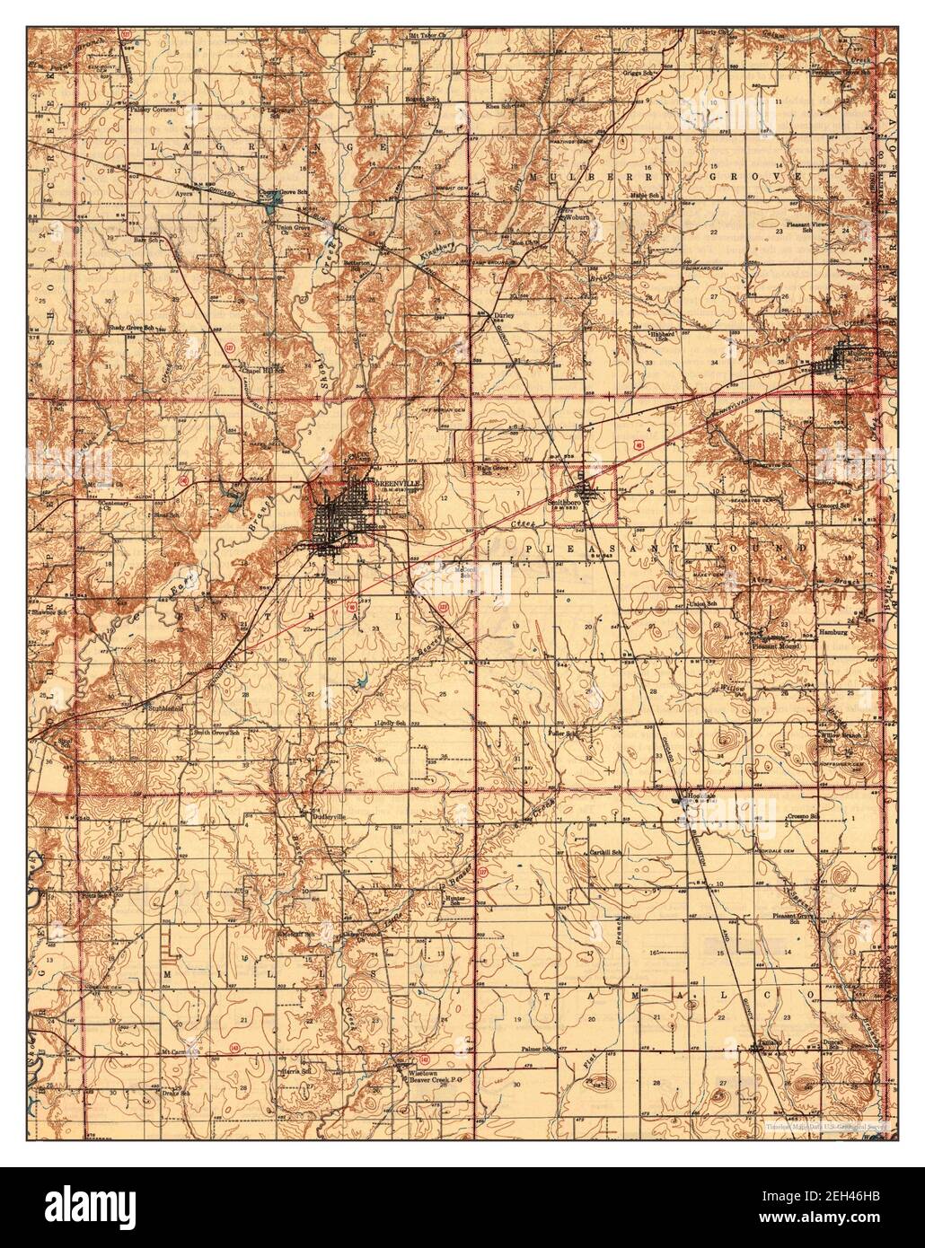 Greenville, Illinois, map 1943, 1:62500, United States of America by ...