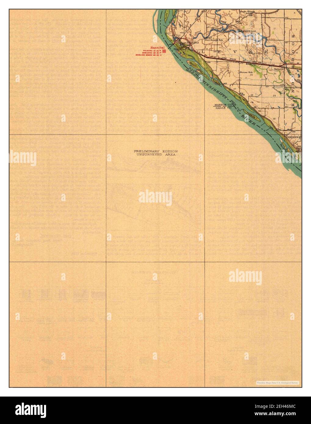 Hannibal, Illinois, map 1932, 1:62500, United States of America by ...