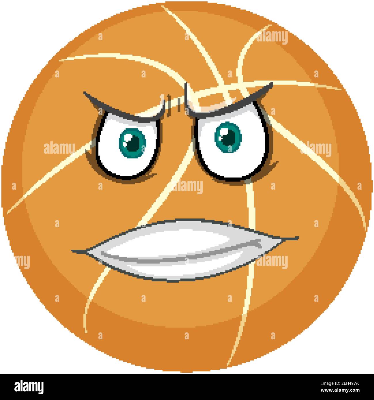 Basketball with face expression on white background illustration Stock ...