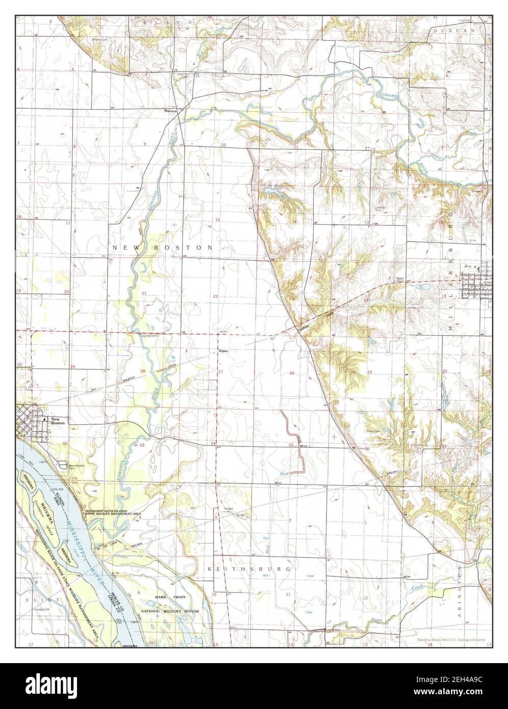 Joy, Illinois, map 1991, 1:24000, United States of America by Timeless ...
