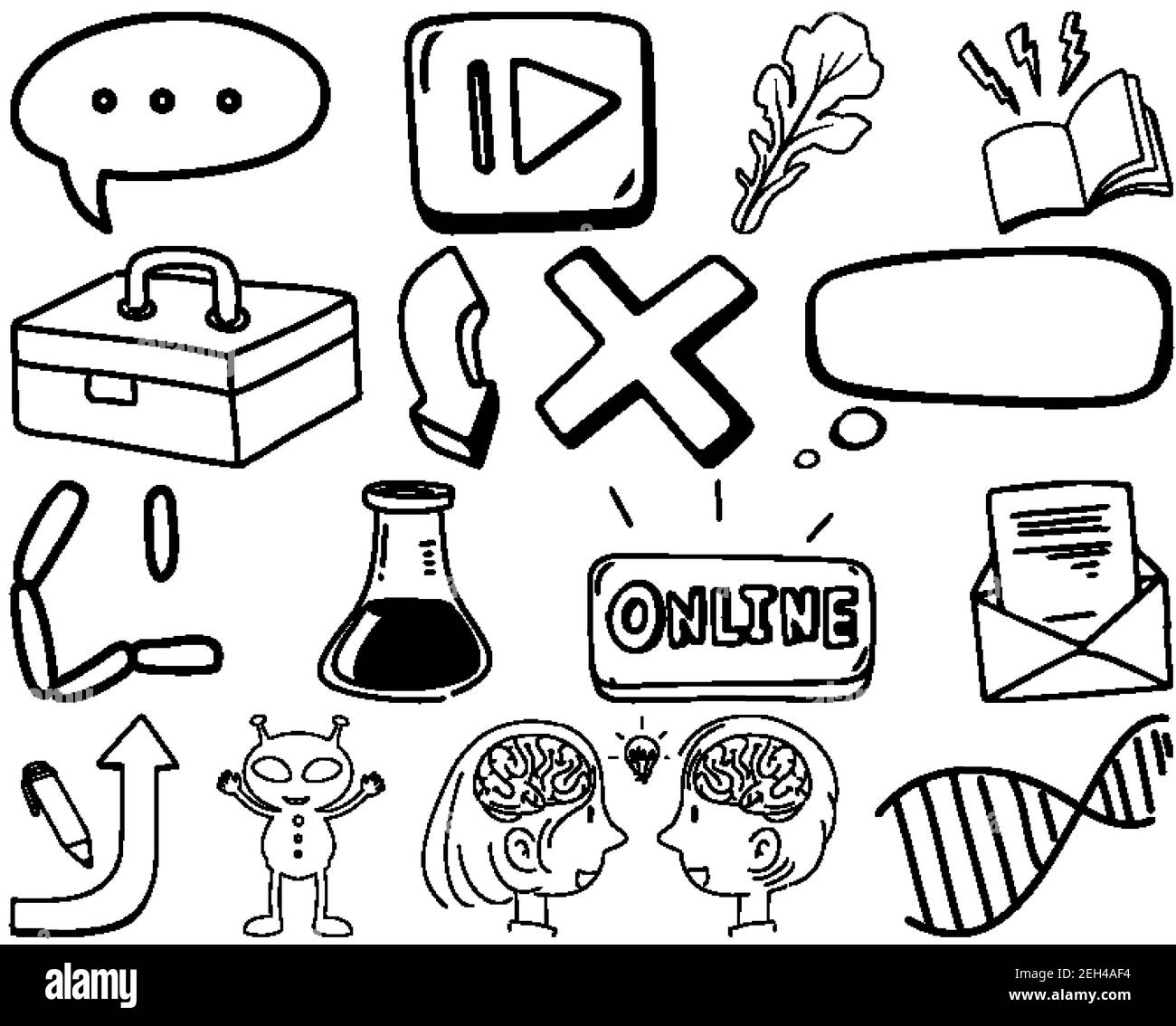 Set of item and symbol hand drawn doodle illustration Stock Vector ...