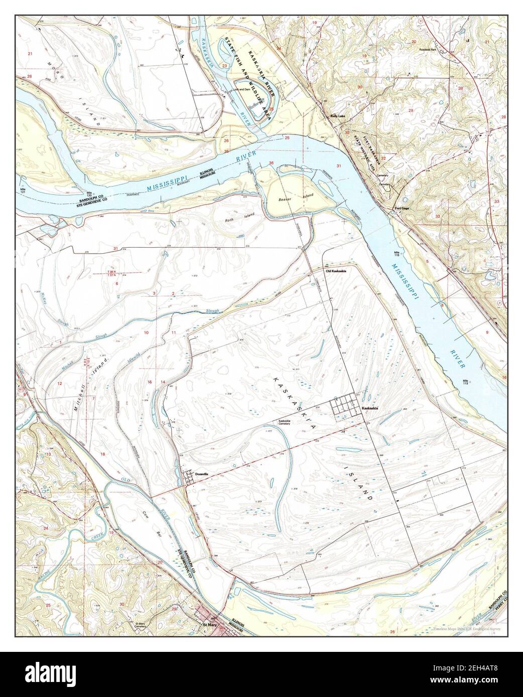 Kaskaskia, Illinois, map 1993, 1:24000, United States of America by ...