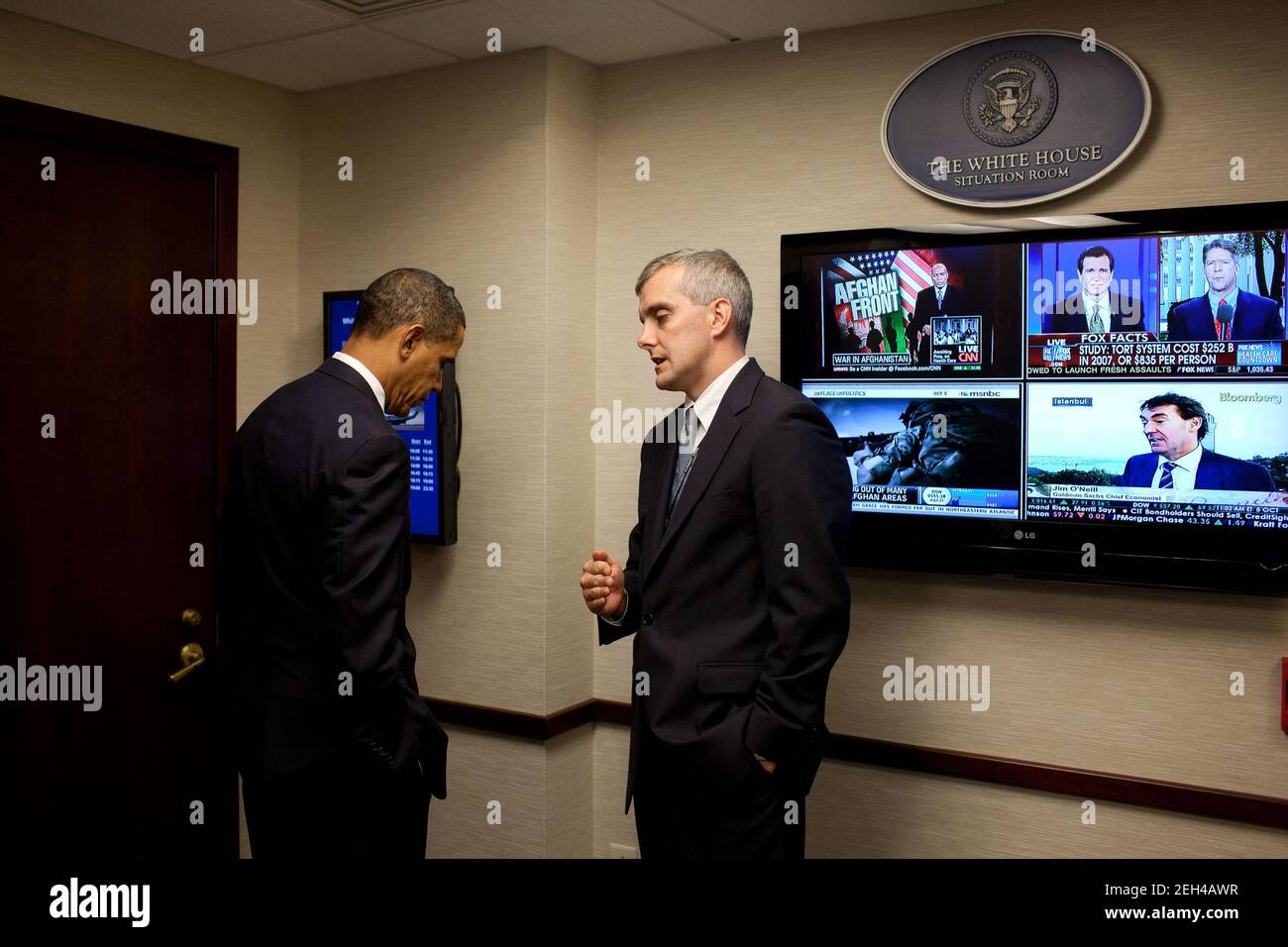 President Barack Obama talks alone with NSC Chief of Staff Denis ...