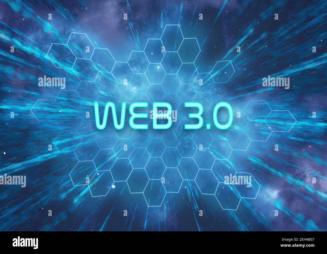 A futuristic "Web 3.0" typographical illustration that symbolizes the ...