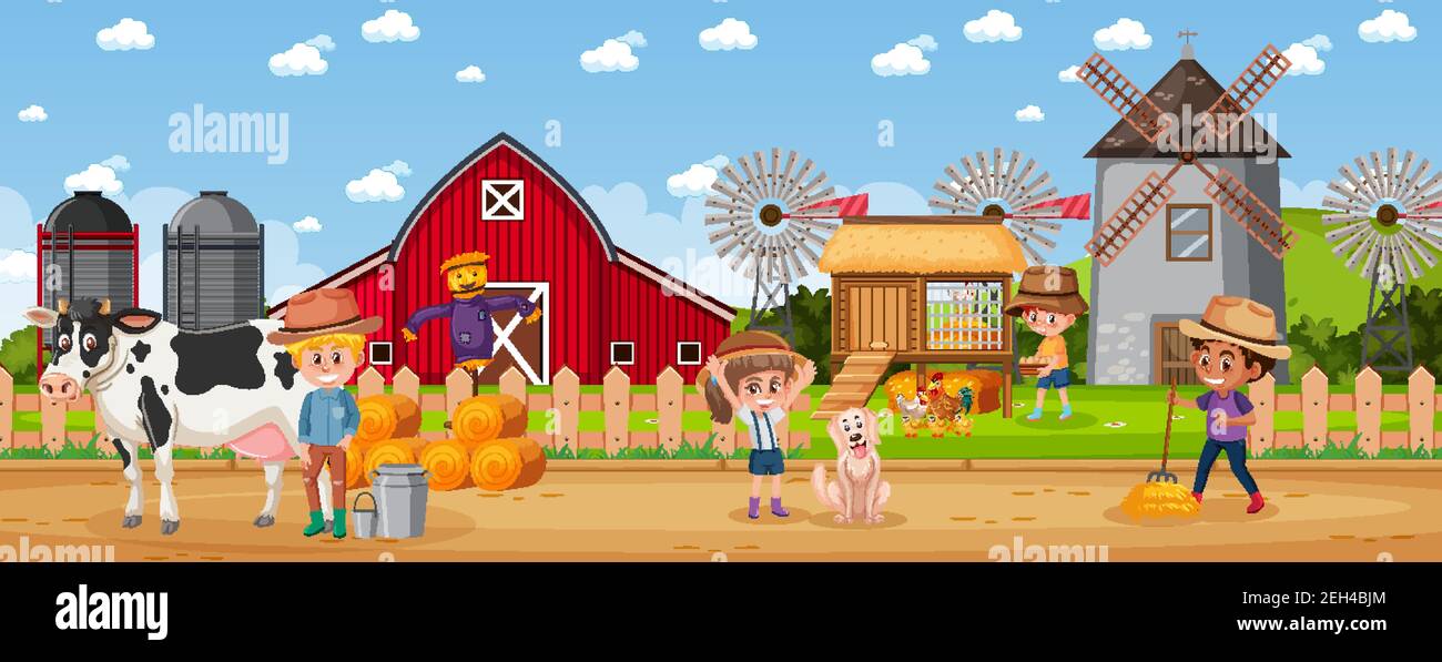 People at the rural farm illustration Stock Vector Image & Art - Alamy