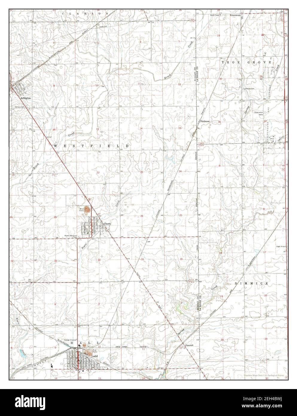 Ladd, Illinois, map 1966, 1:24000, United States of America by Timeless ...