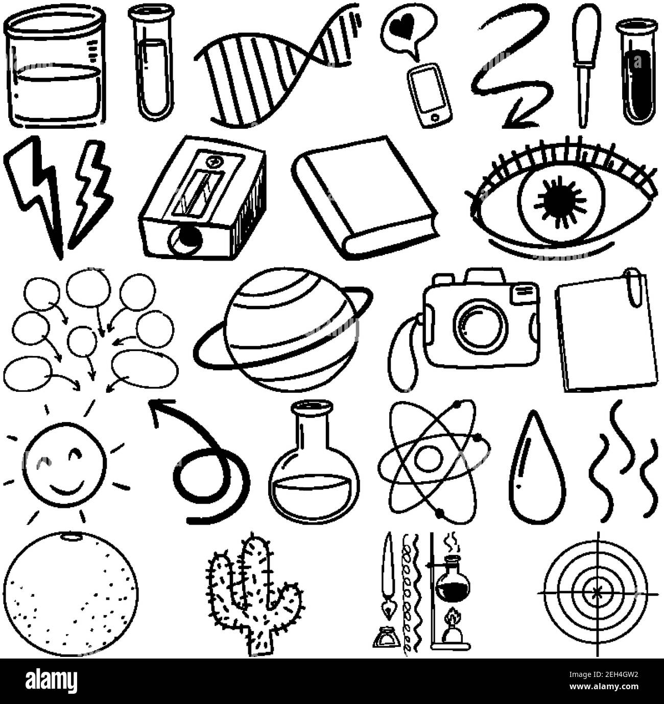 Set of item and symbol hand drawn doodle illustration Stock Vector ...